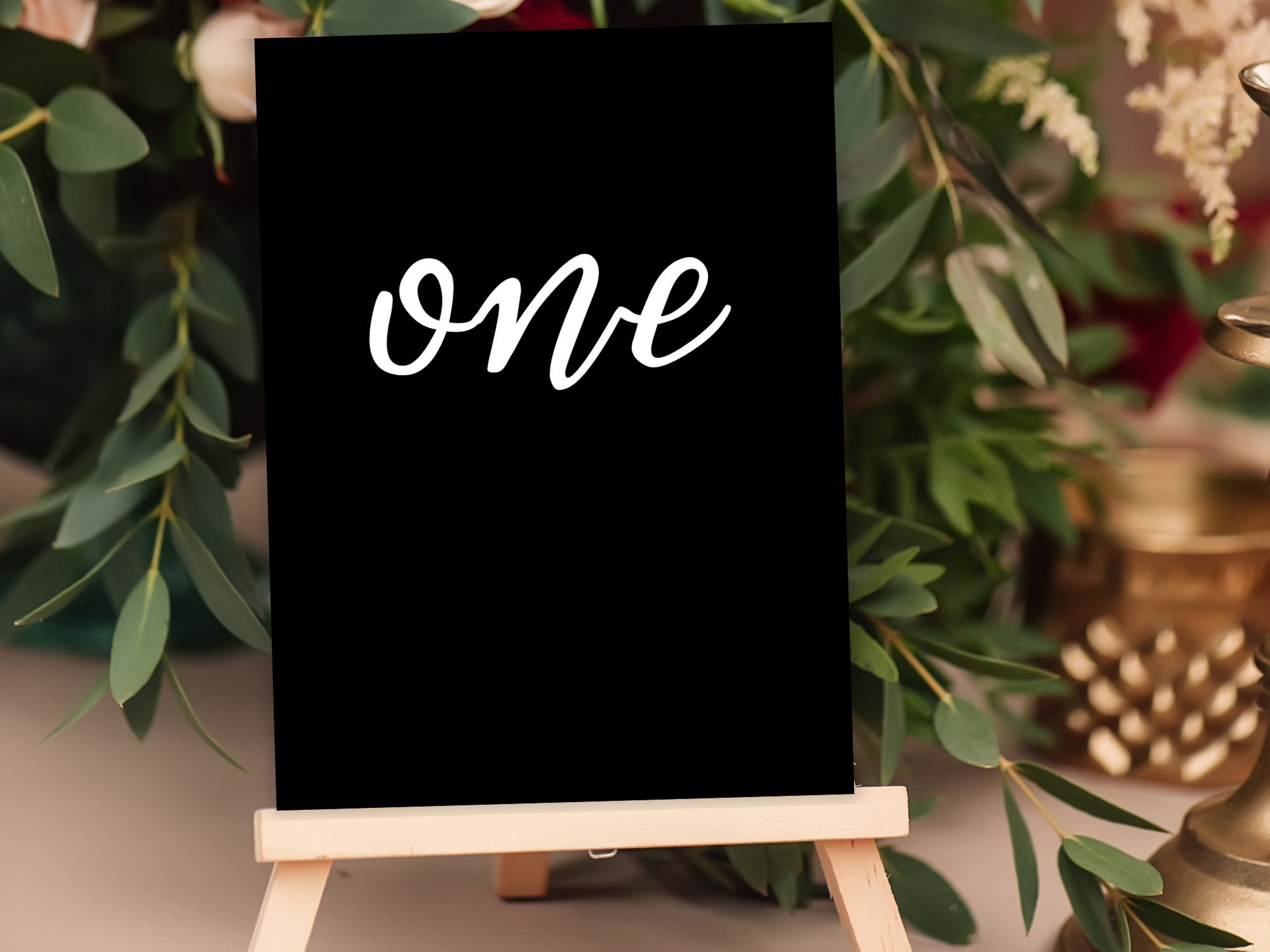 Minimal Wedding Table Number Sign, Black Table Number Sign, Printable ...