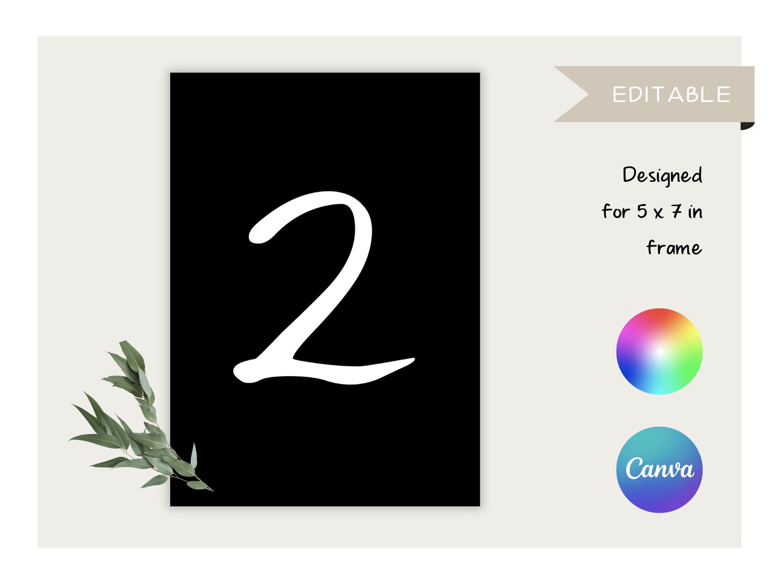 Minimal Wedding Table Number Sign, Black Table Number Sign, Printable ...