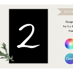 Minimal Wedding Table Number Sign, Black Table Number Sign, Printable ...