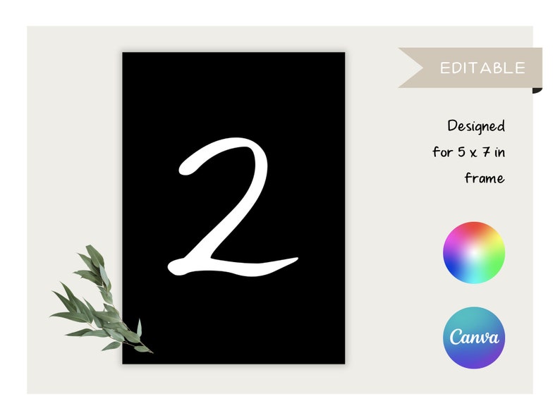 Minimal Wedding Table Number Sign, Black Table Number Sign, Printable ...