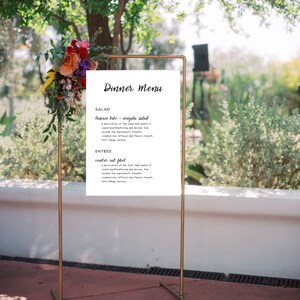 Large Dinner Menu Sign, Minimalist Menu Sign, Wedding Reception Sign ...