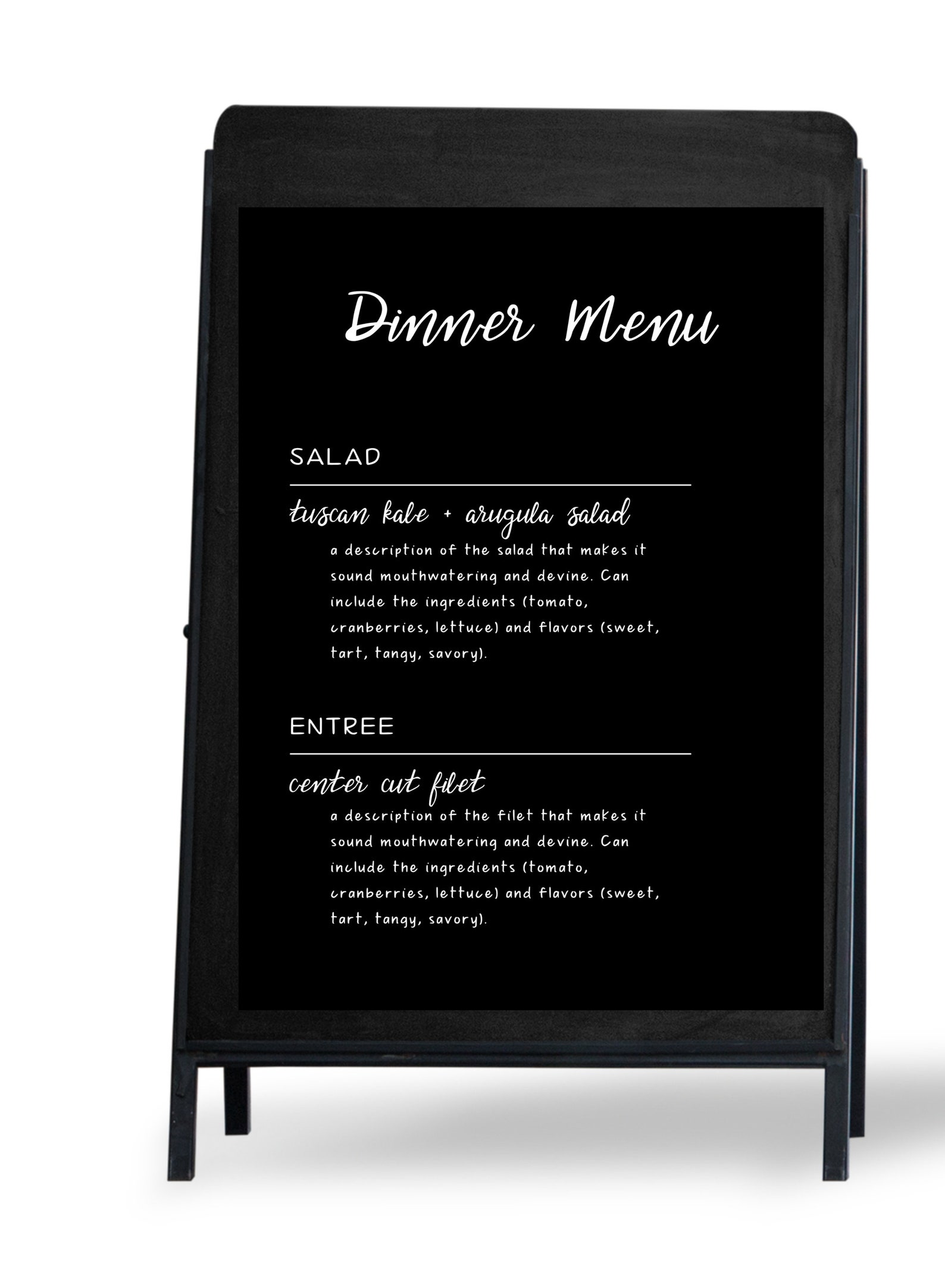 Large Dinner Menu Sign, Minimalist Menu Sign, Wedding Reception Sign ...