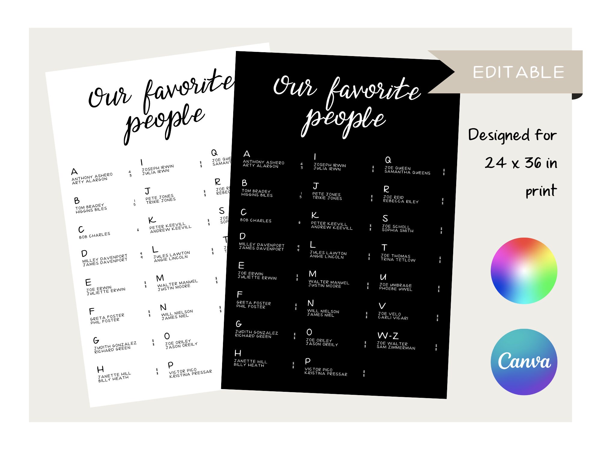 Modern Seating Chart Sign, Wedding Seating Chart Sign, Printable ...