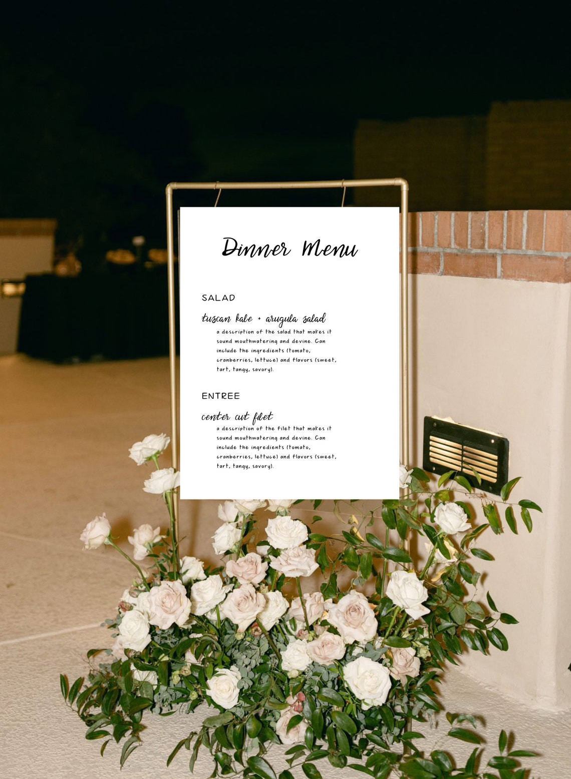 Large Dinner Menu Sign, Minimalist Menu Sign, Wedding Reception Sign ...