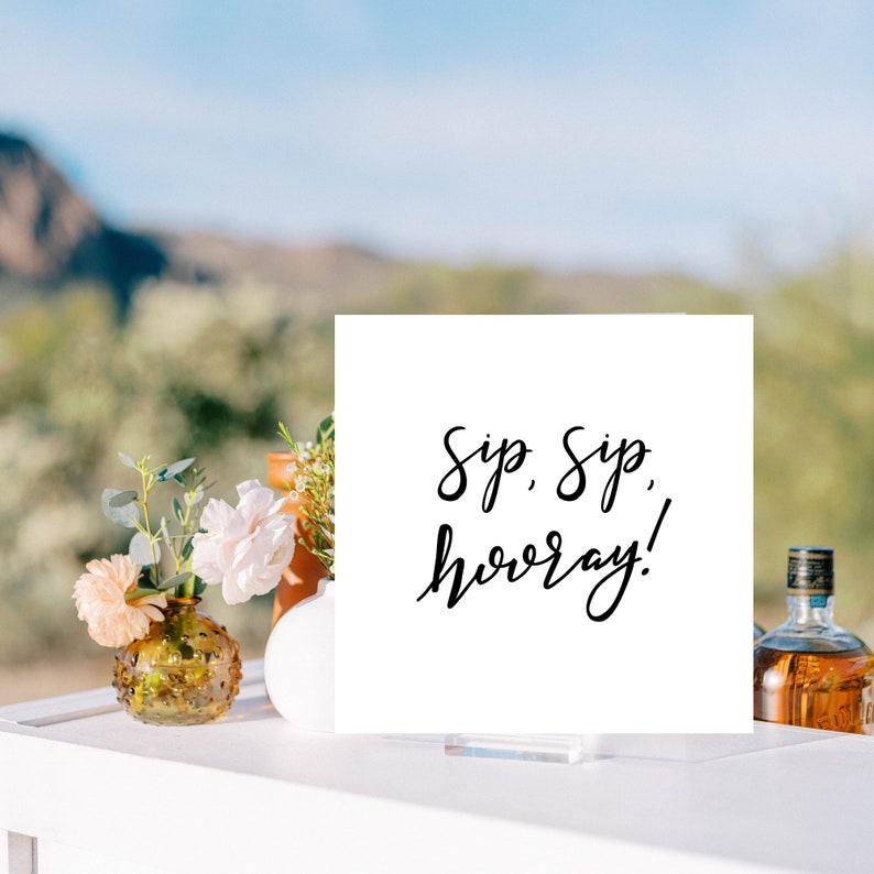 Modern Wedding Bar Sign, Printable Sip Sip Hooray Sign, Wedding Sign ...