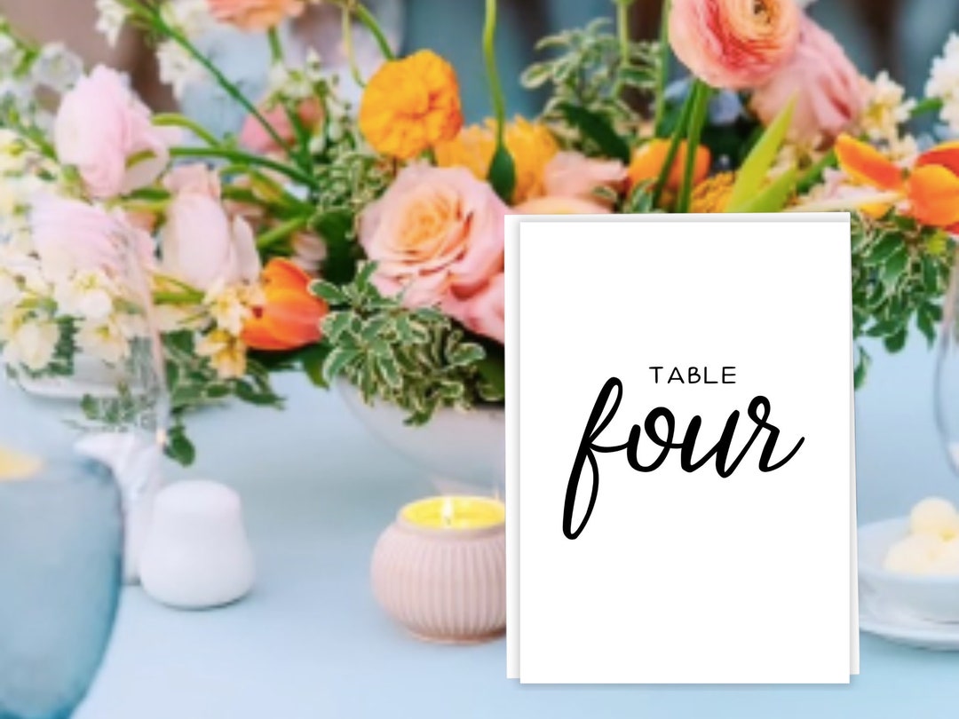 Modern Table Number Sign, Wedding Table Number Sign, Printable Table ...