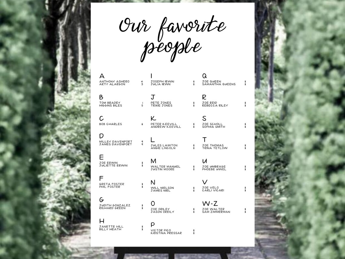 Modern Seating Chart Sign, Wedding Seating Chart Sign, Printable ...