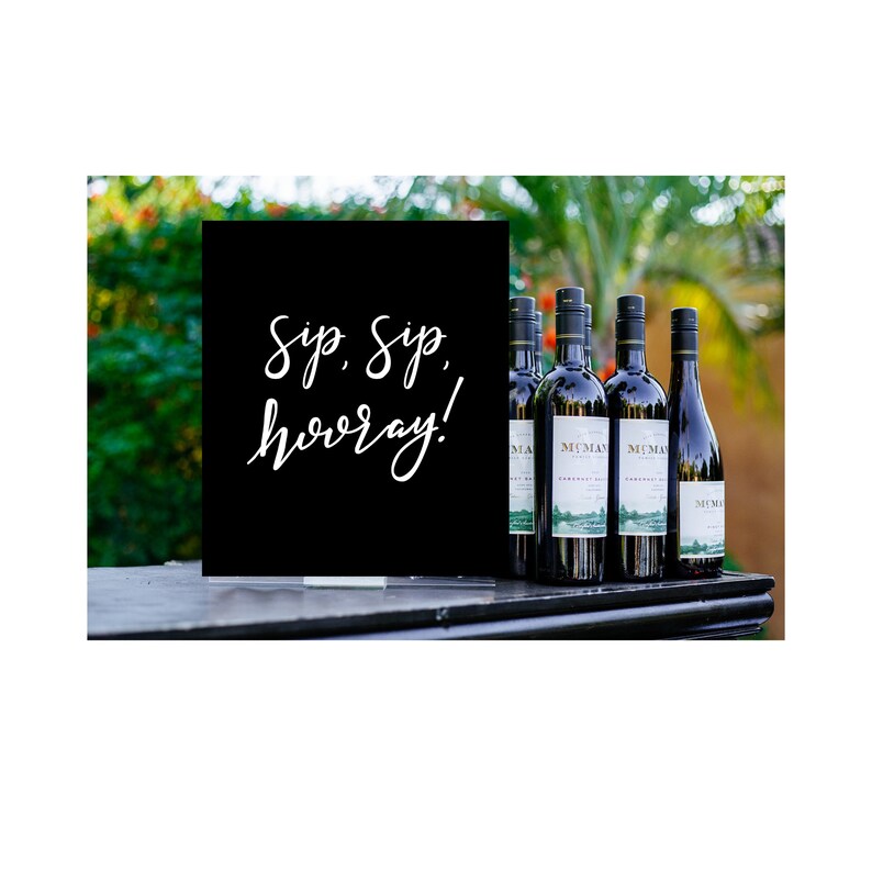 Modern Wedding Bar Sign, Printable Sip Sip Hooray Sign, Wedding Sign ...