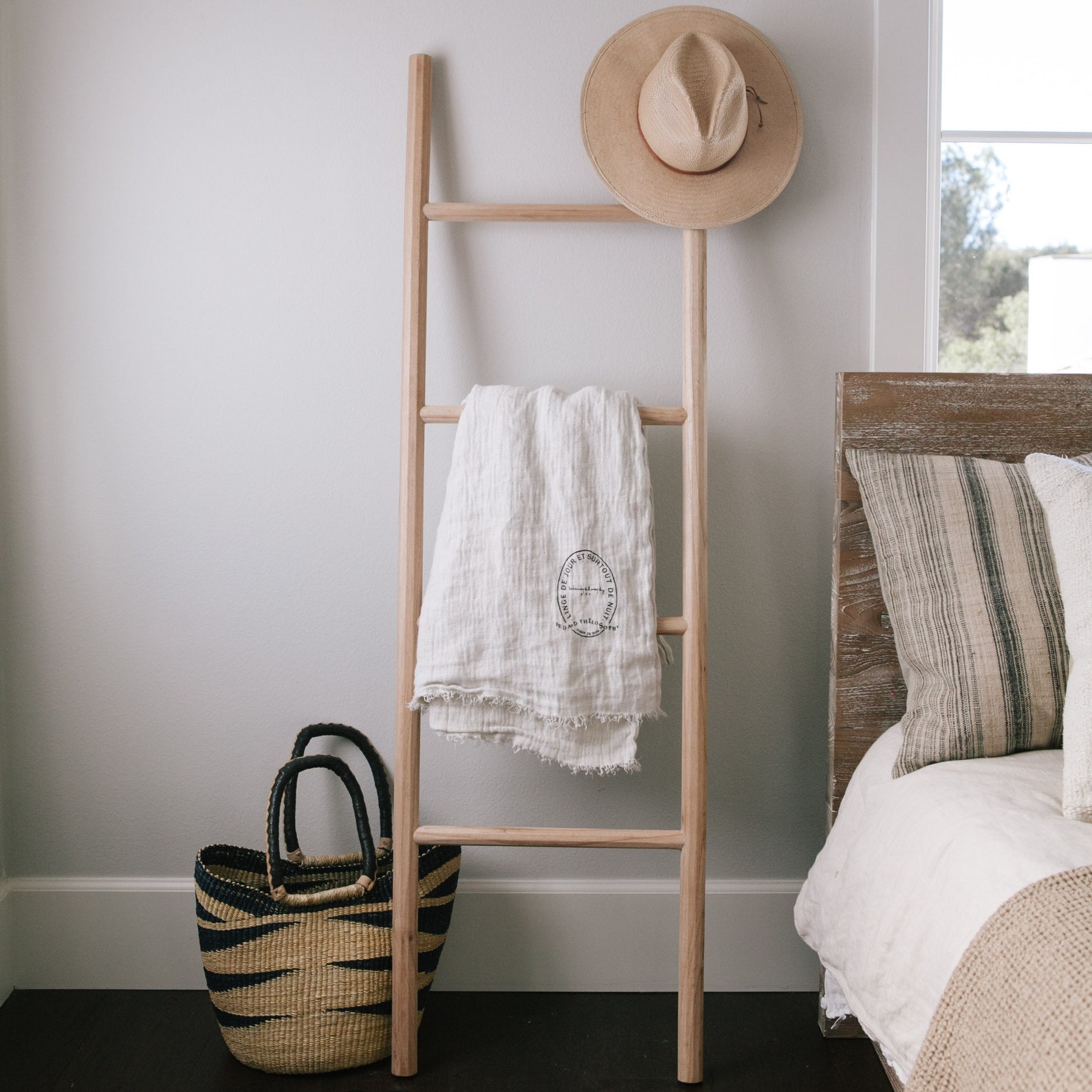 Modern Blanket Ladder，wooden Blanket Ladder Shelf，farmhouse Decor to ...