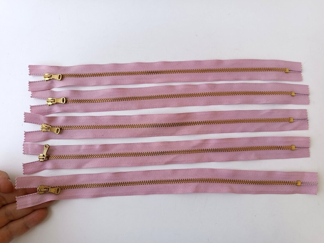 Close-end Metal Zipper Dusty Rose 30cm With Brass Metal Elements, Zipper Brand New From a Stock ...