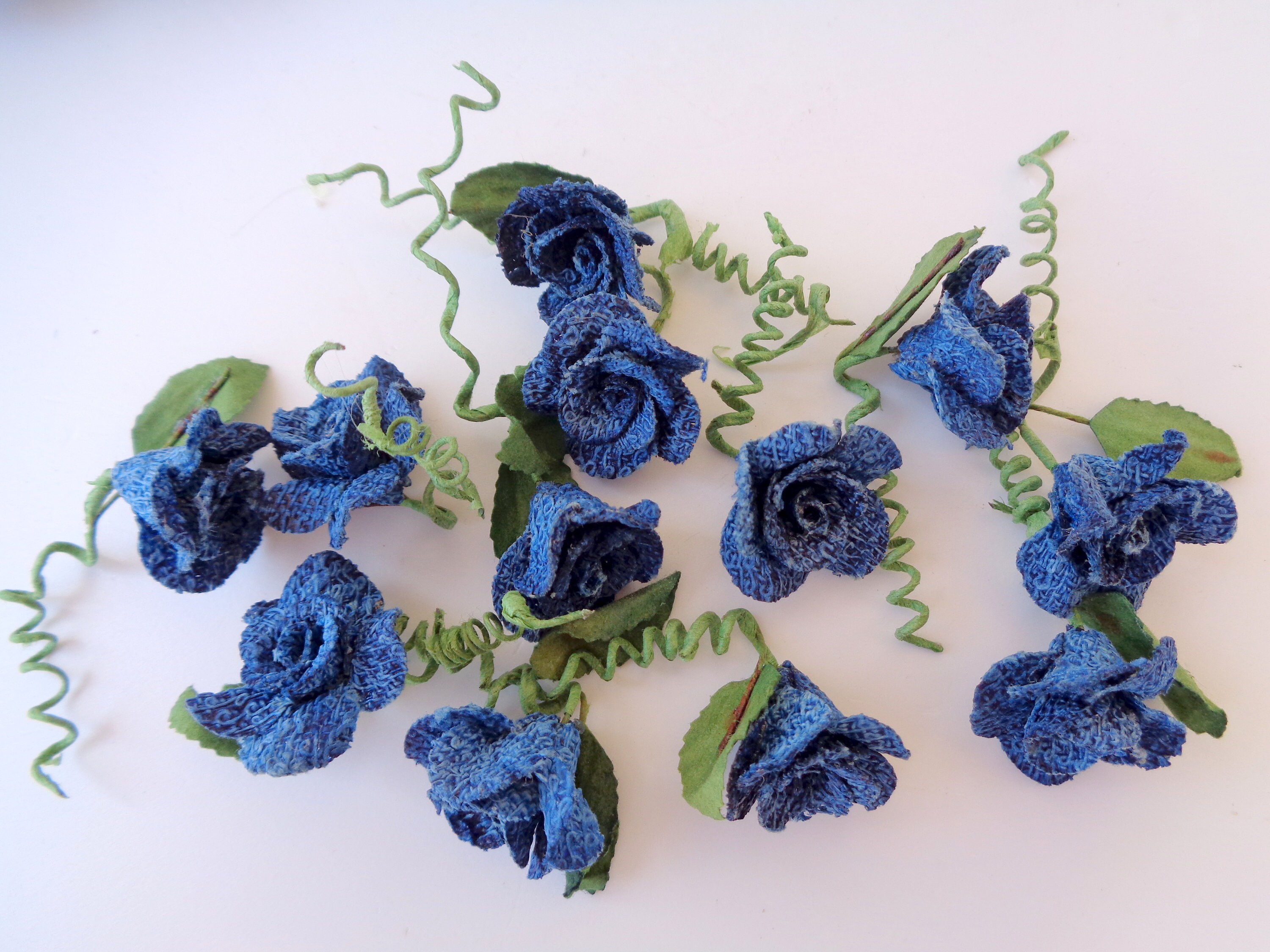 60 Mini Millinery Flowers Blue Fabric Roses Scrapbooking - Etsy