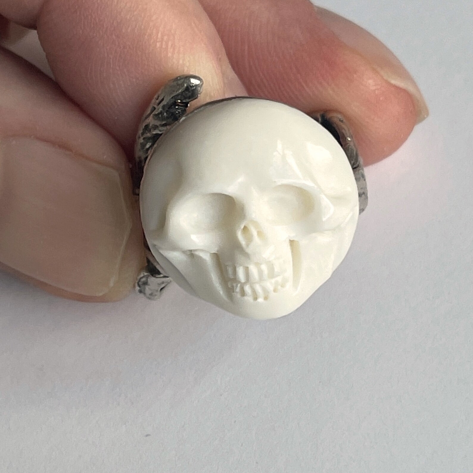 Natural Bone Skull Ring | Etsy