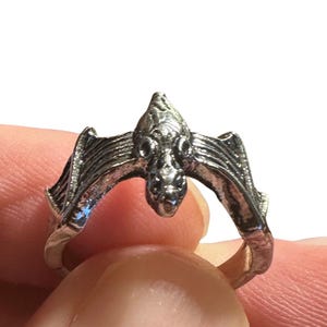 Silver Brass Bat in Flight Ring – Gothic Statement Jewelry, Adjustable ...
