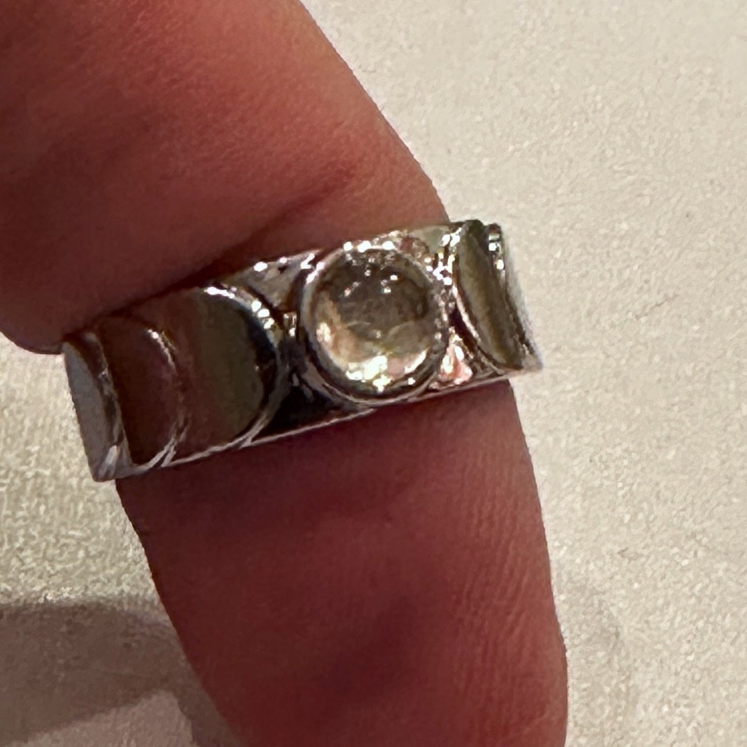 Silver and Crystal Moon Phase Ring - Etsy