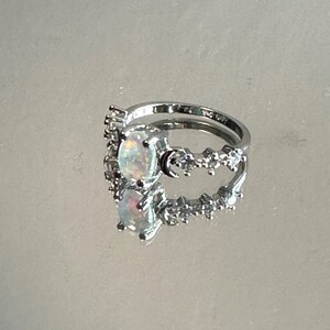 Celestial Moon Phase Fire Opal Ring - Blue or White - Sizes 7 and 8 - Etsy