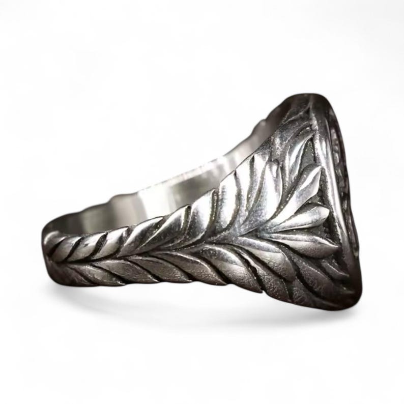 Stainless Steel Roman Caesar Signet Ring: 3D Emperor, Laurel Wreath - Etsy