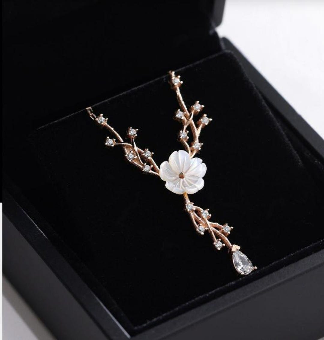 Magnolia Flower Necklace, Flower Necklace, Flower Pendant, 925 Sterling ...