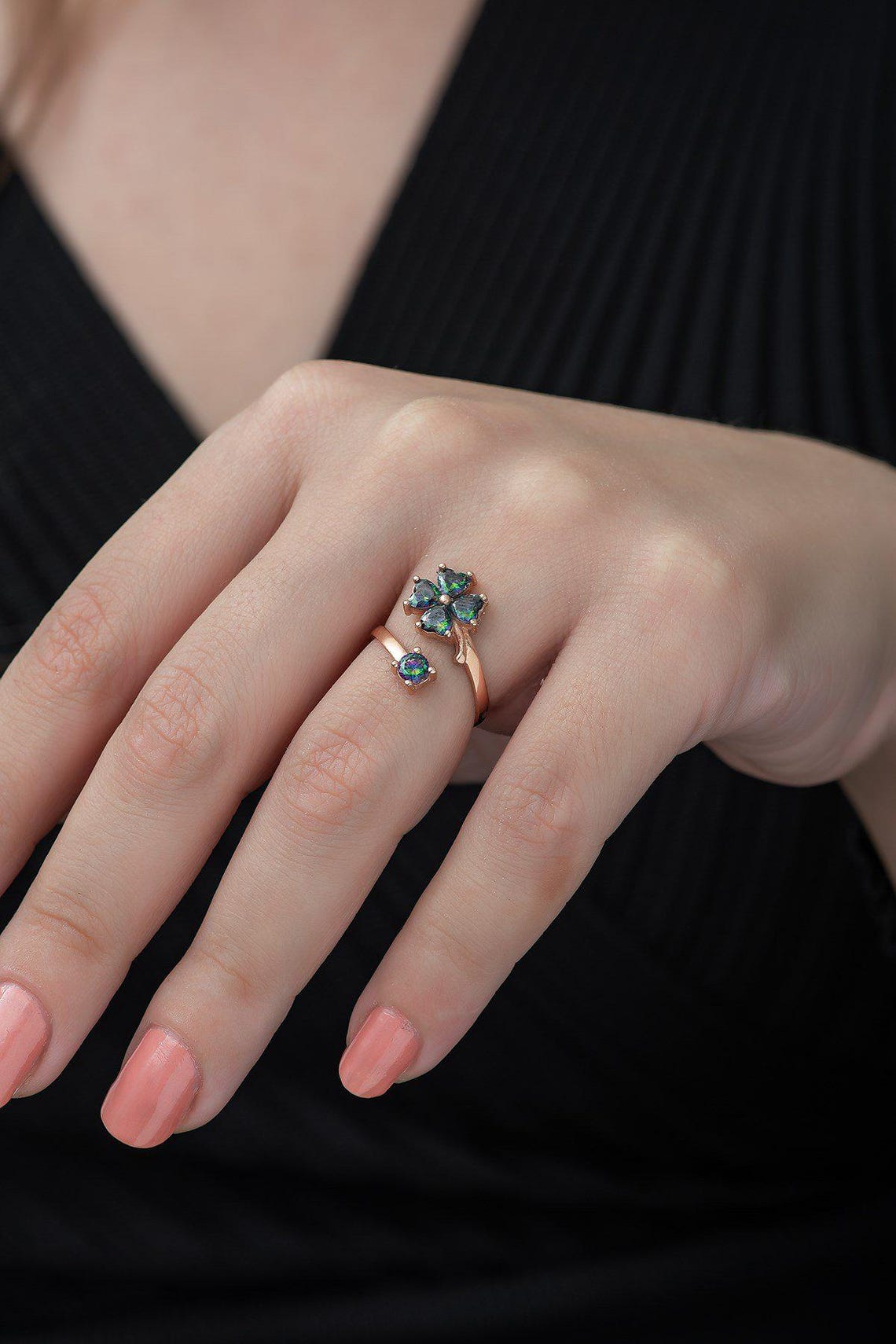 Clover Lucky Ring, Emerald Ring, Vintage Jewelry, 925silver Sultanite ...