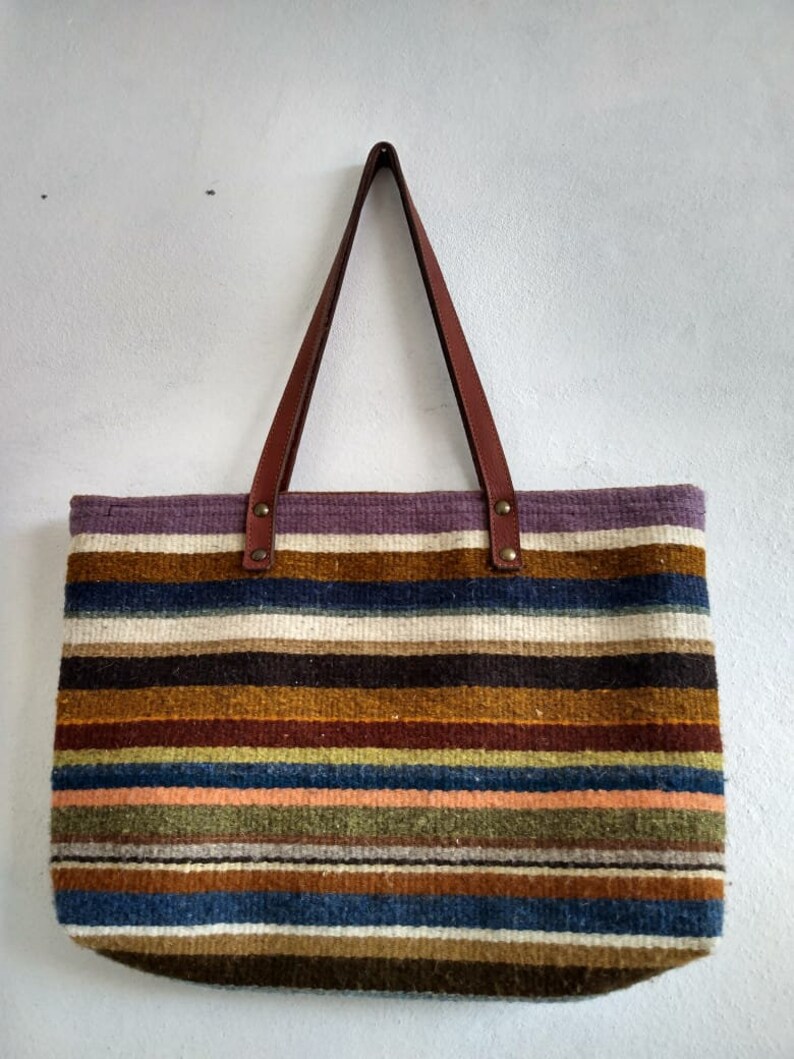 Retro Striped Medium Tote Bag - Etsy
