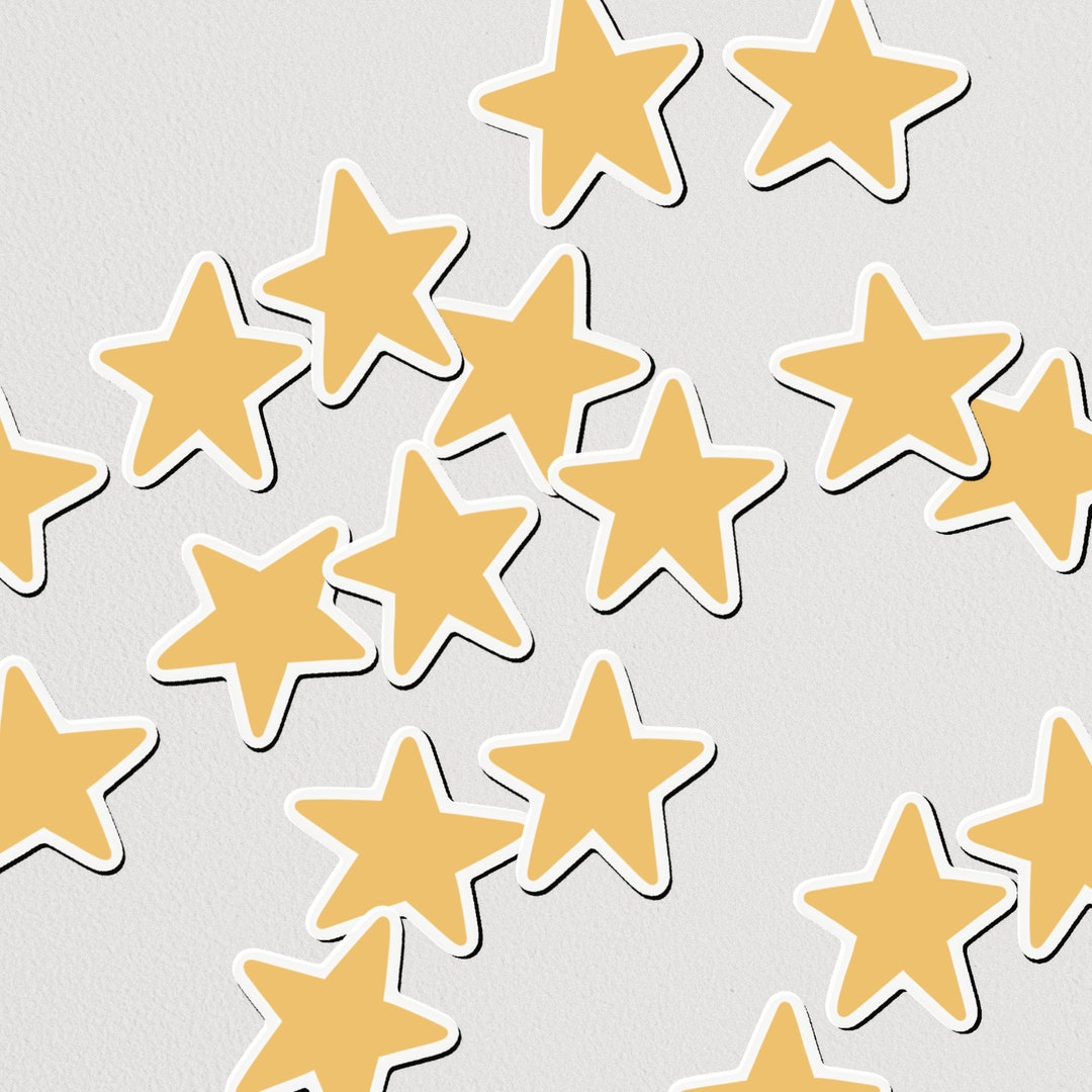 Mini Yellow Star Sticker Pack 12 PC Aesthetic Stickers, Minimalist ...