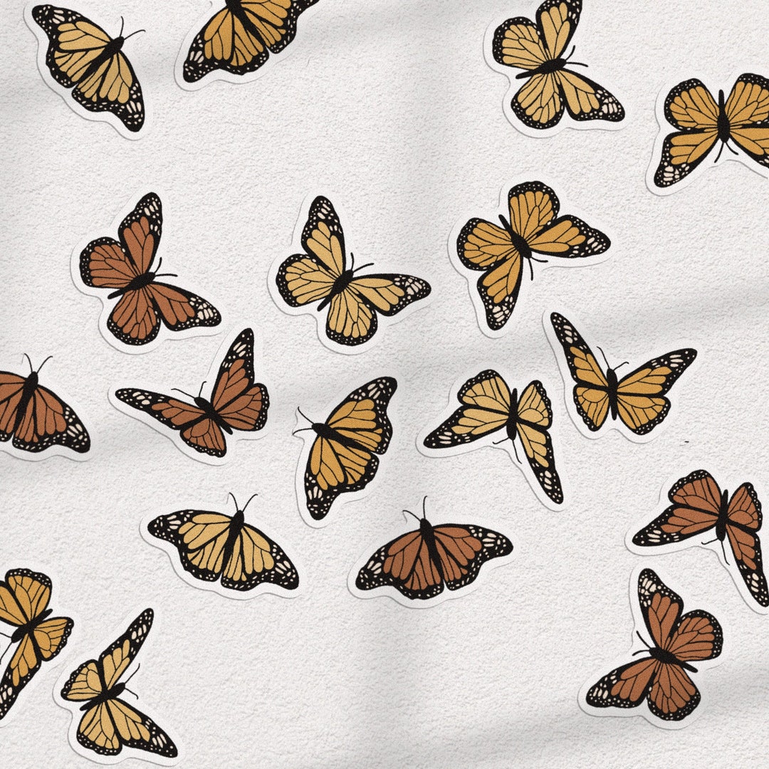 Brown Mini Butterflies 9 PC Sticker Pack Aesthetic Stickers, Minimalist ...