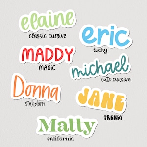 Custom Name Sticker, 7 Total Fonts | Personalize Stickers for Journals ...