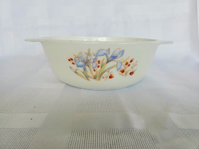 Vintage England Pyrex Blue Iris Pattern Casserole Dishes - Etsy