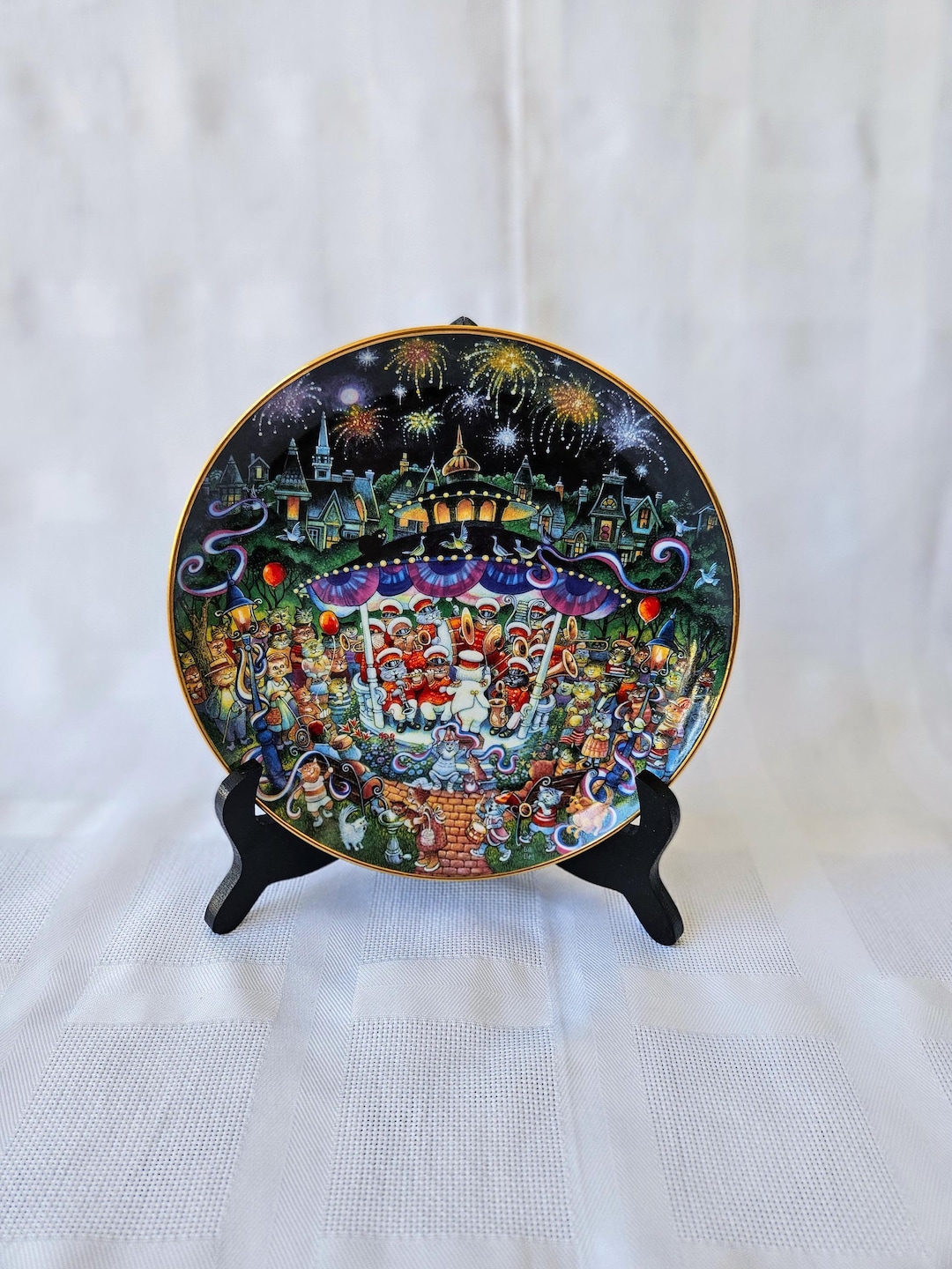 Musical Collectible Cat Plate ~ "purr-cussion Section" Collectible ...