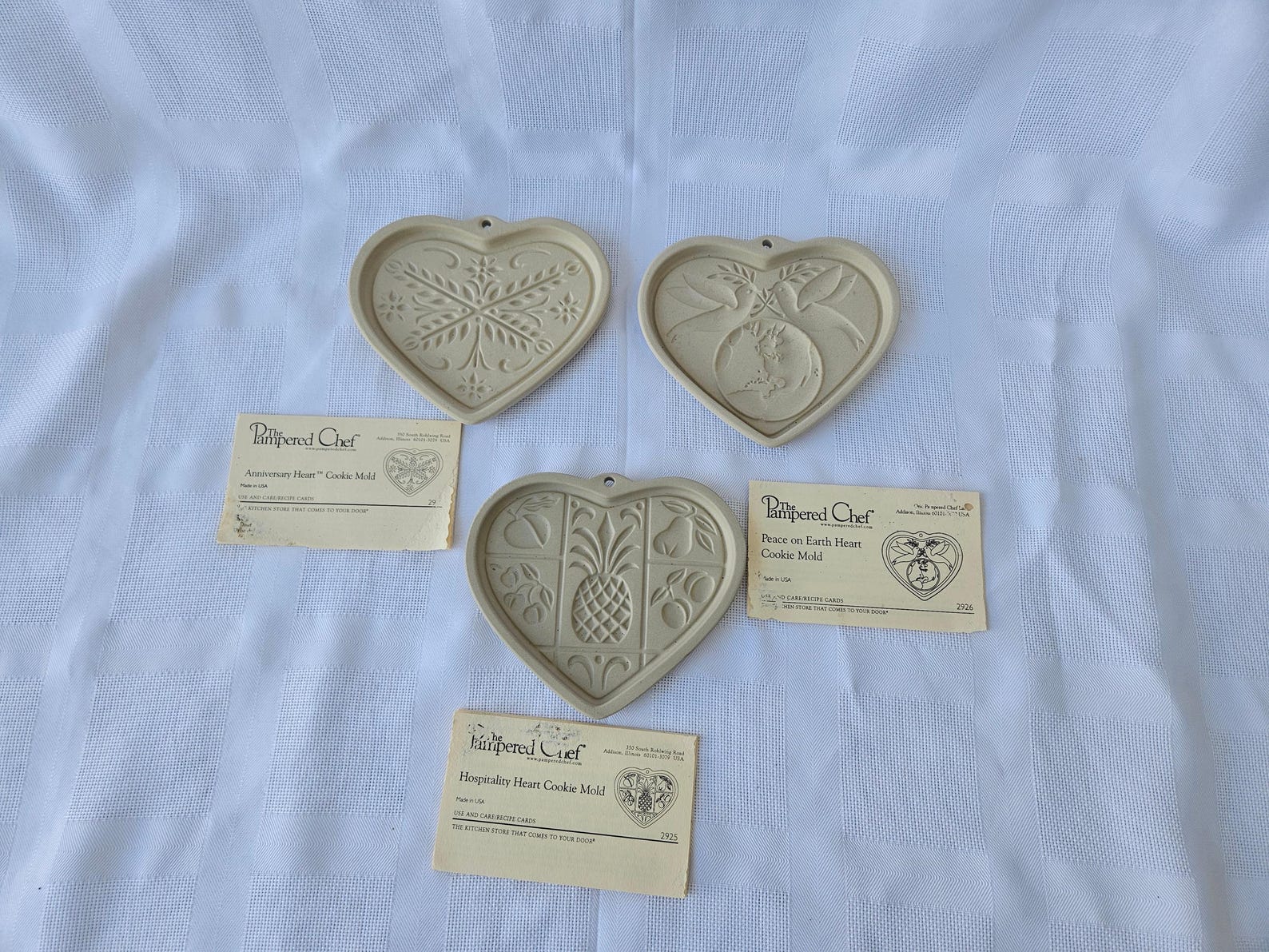 Pampered Chef Vintage Heart Shaped Stoneware Cookie Molds ~ Choice of 3 ...