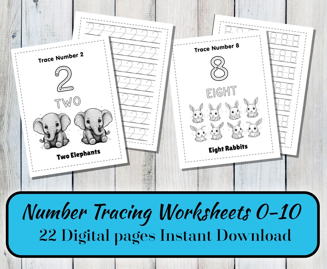 1-10 Number Tracing, Preschool Worksheet Printable, Handwriting ...