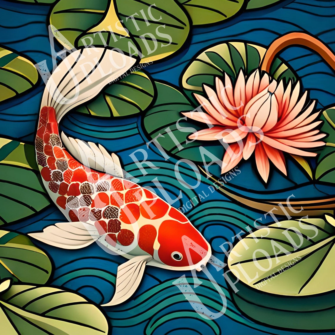 Japanese Koi Fish Print 12 Instant Digital Download Koi Fish Painting ...