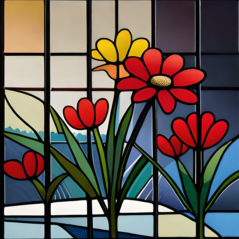 Stained Glass Flowers Digital Paper 12x12 Inch ,12 Digital Download ...