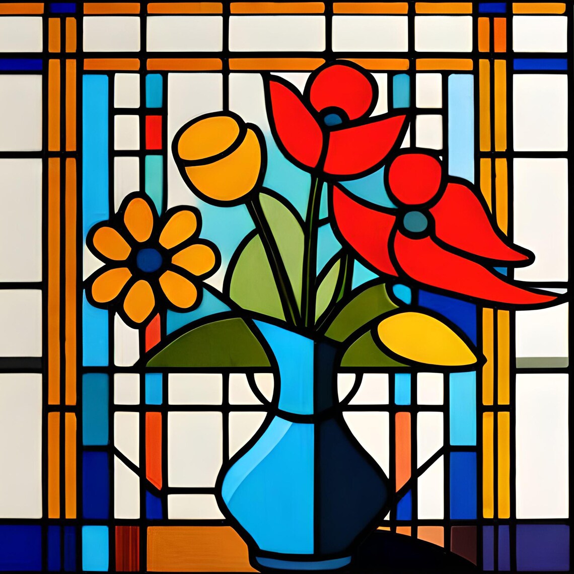 Stained Glass Flowers Digital Paper 12x12 Inch ,12 Digital Download ...