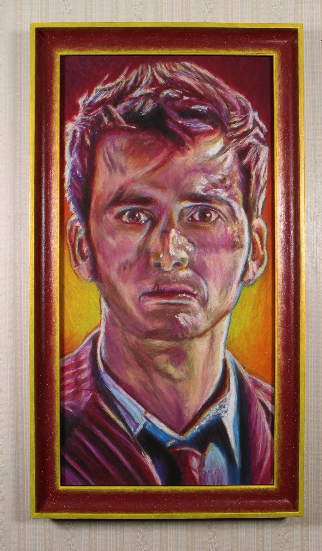 Original Artwork in Hand-painted Frame - the Doctor - Oil Pastel ...