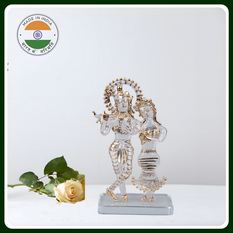 Indian Art Glass Radha Krishna Glass Centerpieces for Home, Office ...