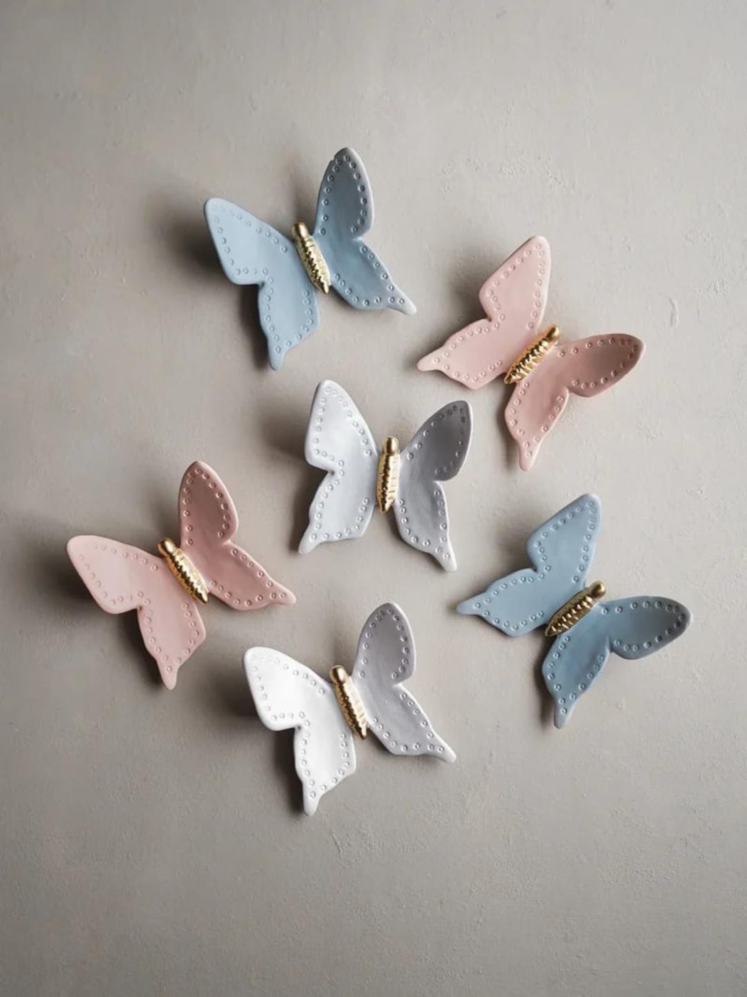Ceramic Butterfly Wall Art – Handmade Pastel Wall Decor, Clay ...