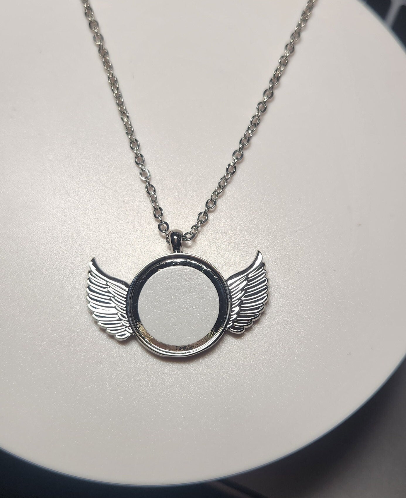 Sublimation Blank Wing Necklace | Round Tag Jewelry | Necklace ...