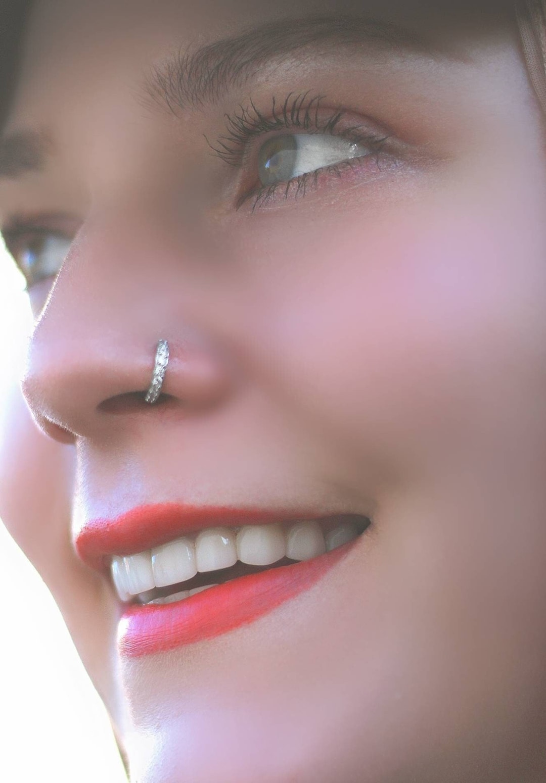 Crystal Nose Ring, Rhinestone Nose Ring Hoop, Clicker Hoop, Cartilage ...