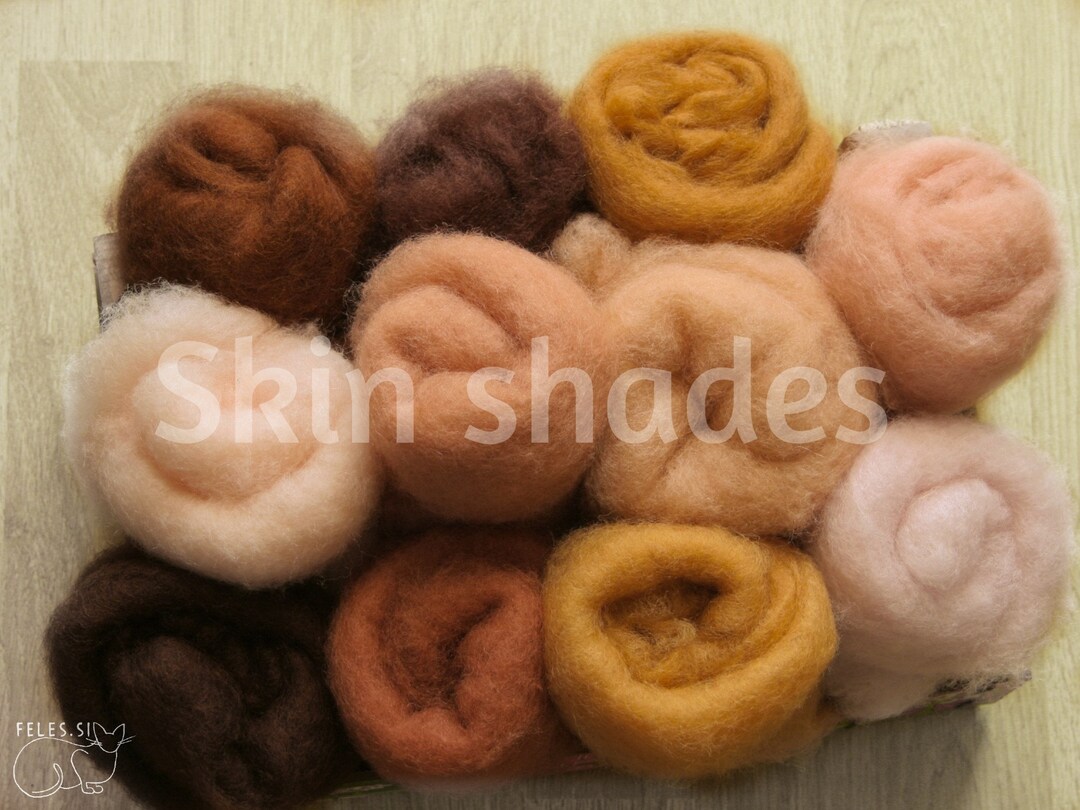 Diverse Skin Tones Carded Wool 11 Shades - Skin Shades Felting Wool ...