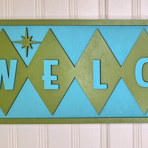 Mid Century Modern Welcome Sign Atomic Starburst Mid Century Sign ...