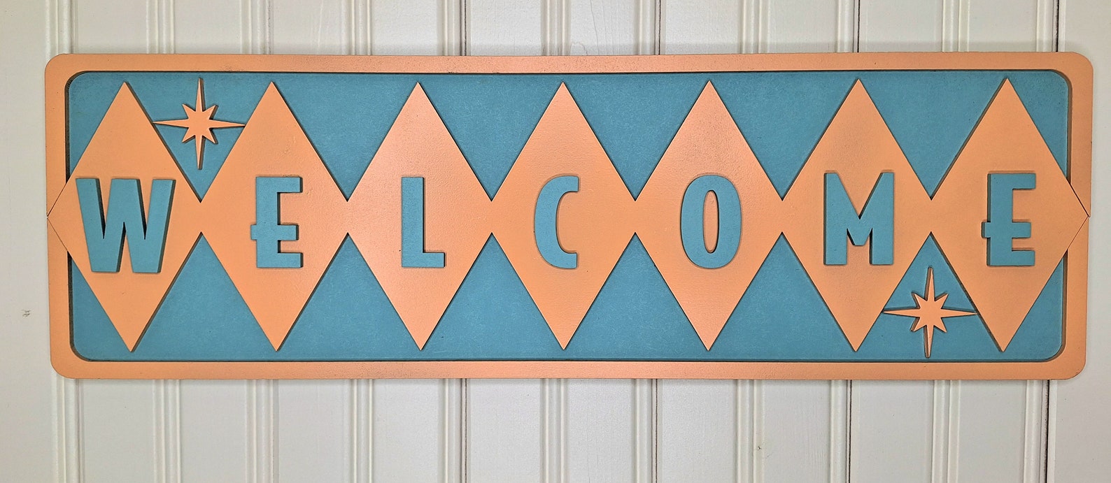 Mid Century Modern Welcome Sign Atomic Starburst Mid Century - Etsy