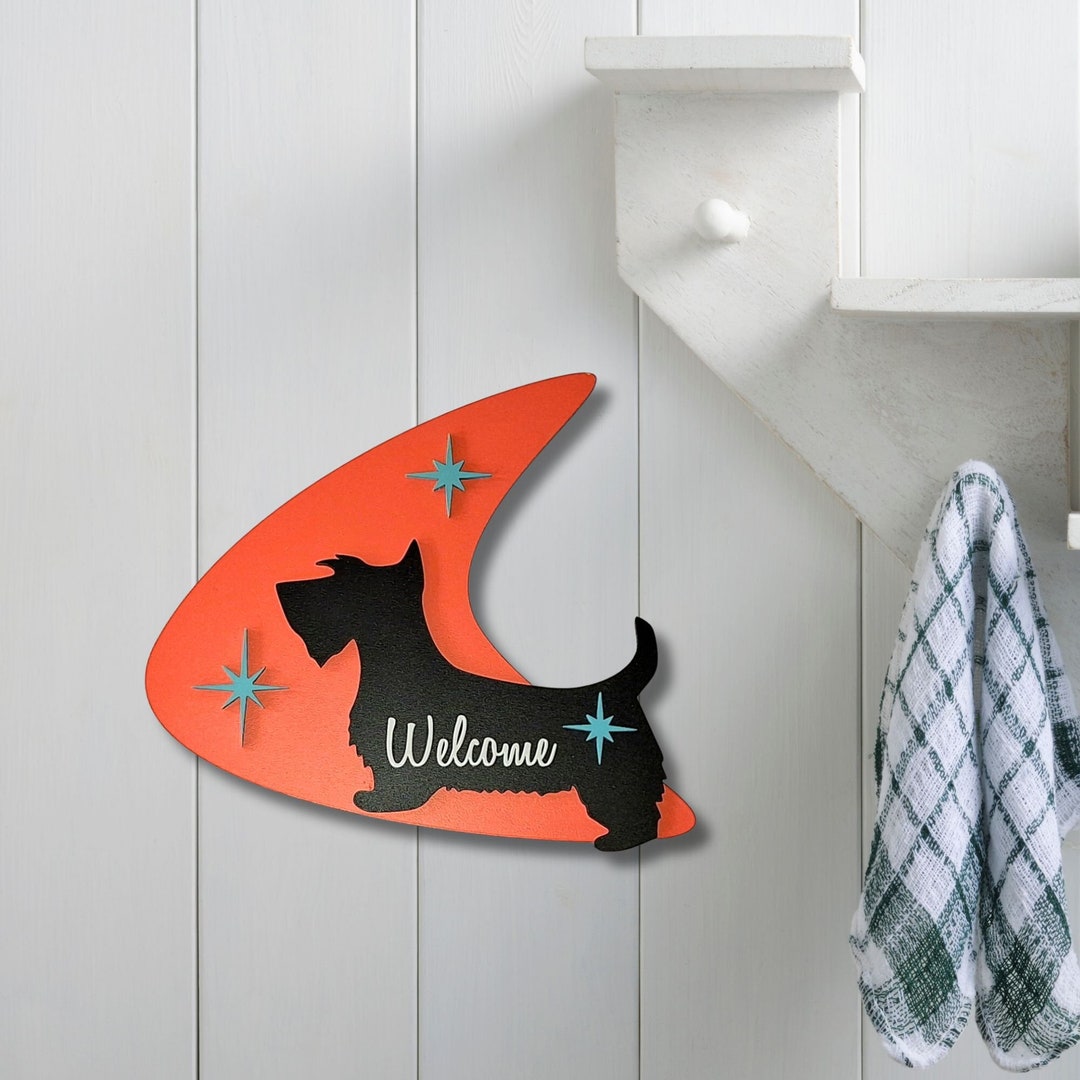 Welcome Sign, Boomerang Mid Century Modern Handcrafted MCM Dog ...