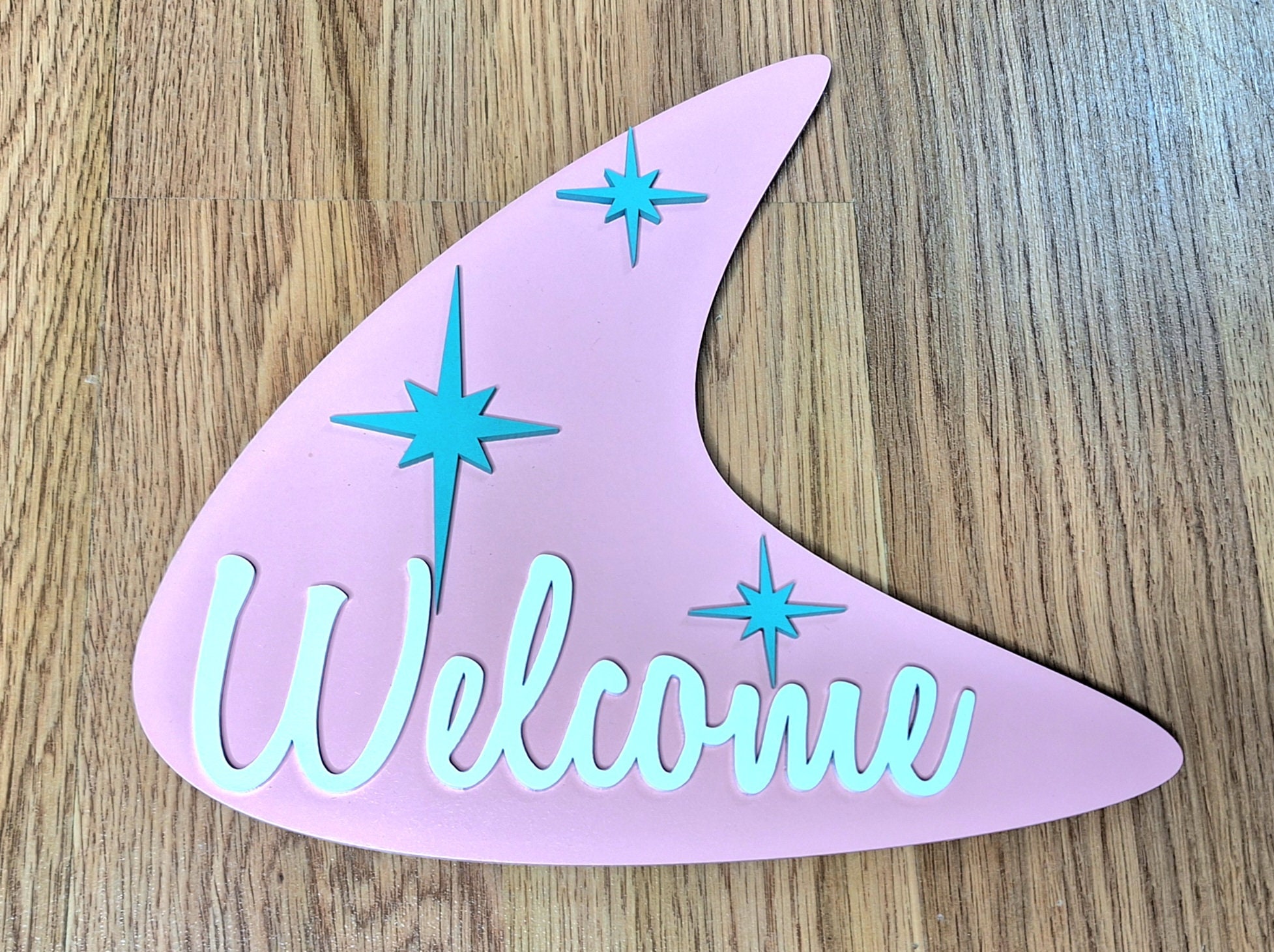 Welcome Sign Boomerang Mid Century Handcrafted MCM Design for - Etsy