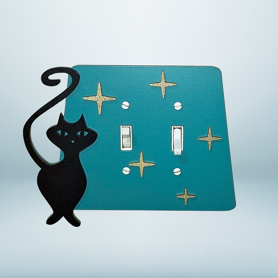 Vintage Mid-century Modern Atomic Cat Light Switch Double Wall Plate ...