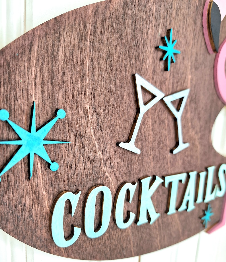 Cocktail Time Mid-century Boomerang Sign Add a Pop of - Etsy