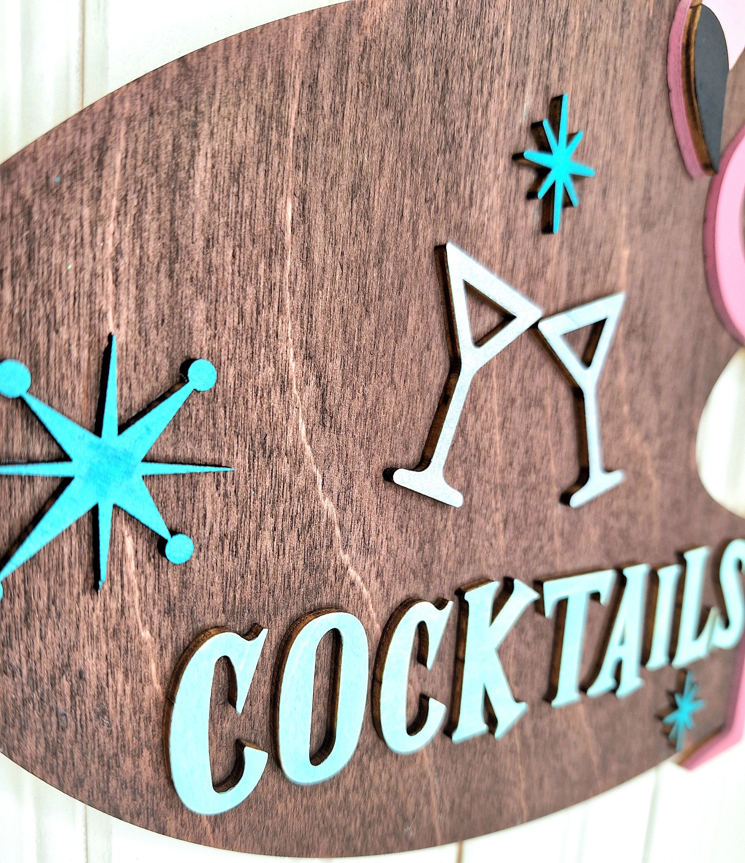 Cocktail Time Mid-century Boomerang Sign Add a Pop of - Etsy