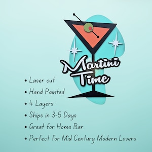 Martini Time - Geometric Mid-century Boomerang Sign - Add a Pop of ...
