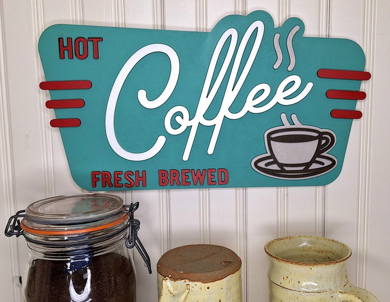 Mid Century Modern Retro Diner Coffee Shop Sign Mid-century Modern ...
