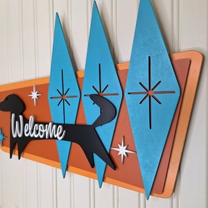Welcome Sign, Atomic Dog Starburst Mid Century Handcrafted MCM ...