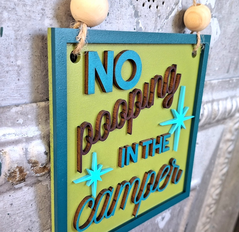 Mid Century Modern "no Pooping in the Camper" Sign Bathroom Plaque ...